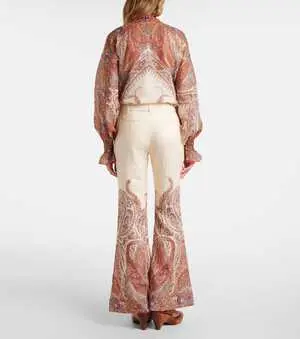 Zimmermann Paisley Linen Flared Pants