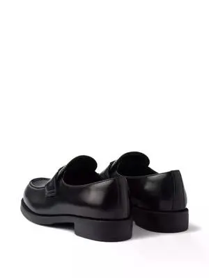 Prada Leather Loafers With Triangle Logo - Black
