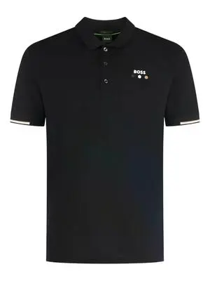 BOSS Piqué-weave Cotton Polo Shirt - Black