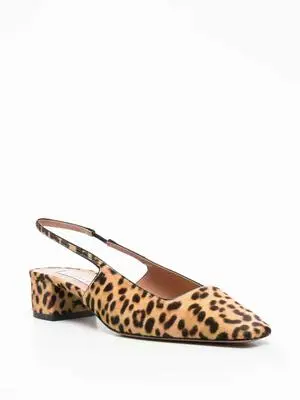 AQUAZZURA Leopard Print Slingback Pumps - Brown