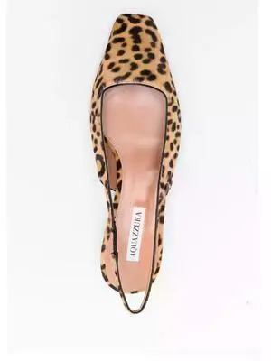 AQUAZZURA Leopard Print Slingback Pumps - Brown