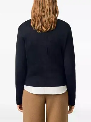 AMI Paris Merino Wool Crewneck Sweater With Embroidered De Coeur - Blue