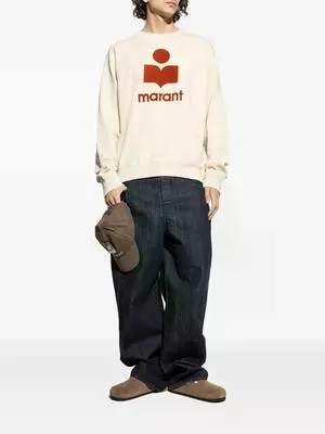 MARANT Logo-print Cotton Sweatshirt - Neutrals