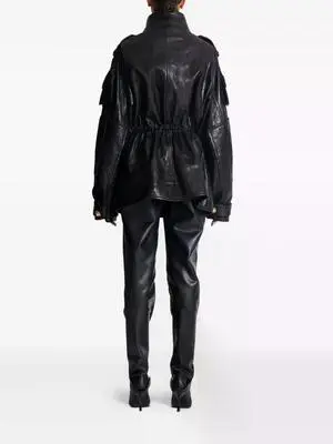 Balmain Diamond-stitched Leather Parka Coat