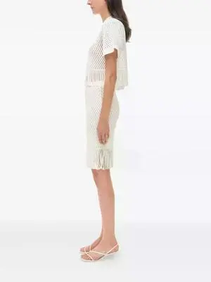 Simkhai Xavia Lattice-knit Fringe Skirt