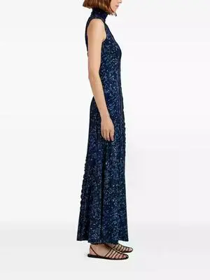 Proenza Schouler White Label High-neck Floral Dress - Blue