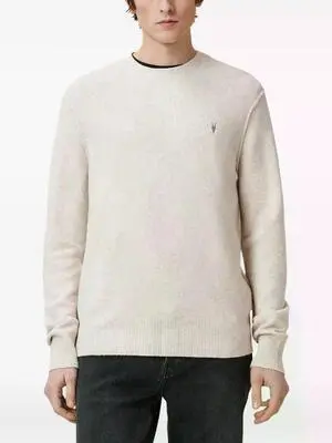ALLSAINTS Logo-embroidered Crew-neck Jumper - Neutrals