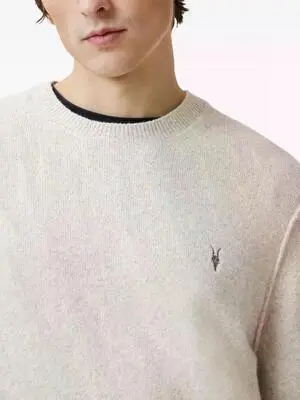 ALLSAINTS Logo-embroidered Crew-neck Jumper - Neutrals
