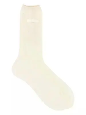ANTIPAST Bow-embellished Ribbed Ankle Socks - Neutrals