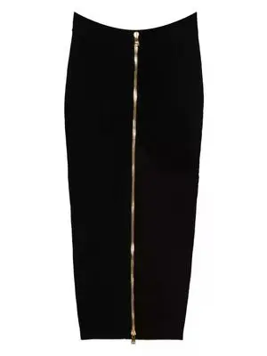 Balmain Cable-knit Fitted Midi Skirt - Black