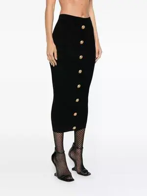 Balmain Cable-knit Fitted Midi Skirt