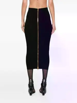 Balmain Cable-knit Fitted Midi Skirt