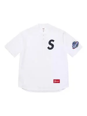Supreme S Logo Henley Top White