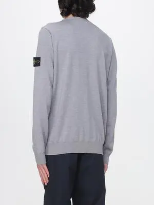 Stone Island 100% Virgin Wool Crewneck Jumper With Compass Logo - Mouse Grey