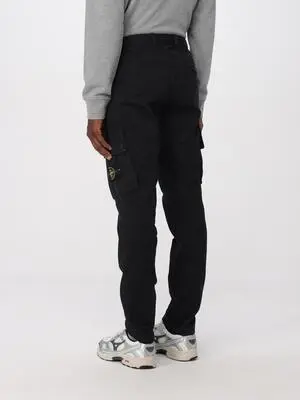 Stone Island Stretch Organic Cotton Cargo Trousers With Compass Logo