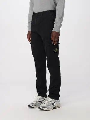 Stone Island Stretch Organic Cotton Cargo Trousers With Compass Logo