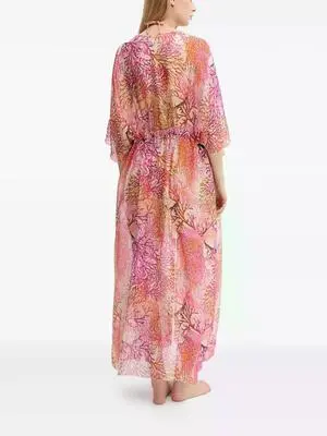 Guess Coral-print Drawstring Kaftan