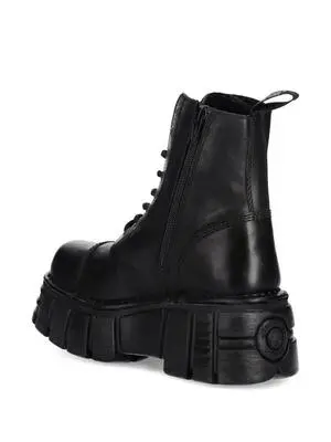 NEW ROCK Lace-up Chunky-sole Boots