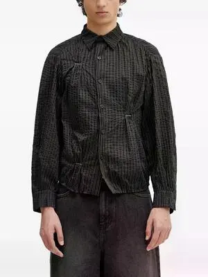 ADER ERROR Striped-pattern Gathered Shirt - Black