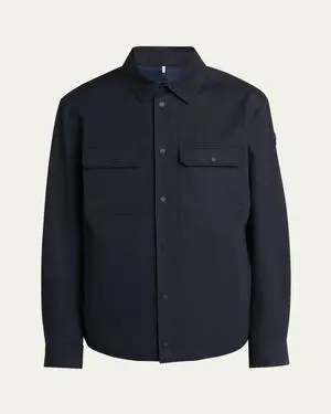 Moncler Gabardine Snap-front Overshirt - Navy