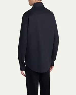 Moncler Gabardine Snap-front Overshirt - Navy