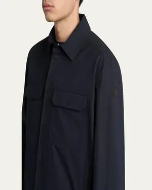 Moncler Gabardine Snap-front Overshirt - Navy