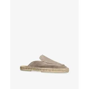 AURELIEN Beachside Suede And Jute Mules - Grey/light