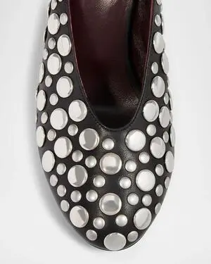 Khaite Cloak Studded Leather Mule Pumps - Black
