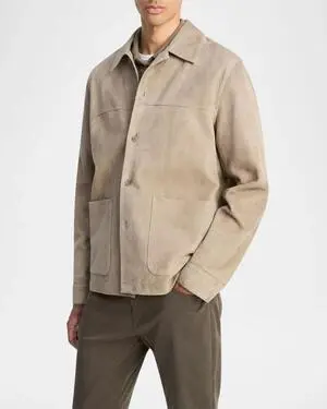 Vince Suede Shirt Jacket - Putty