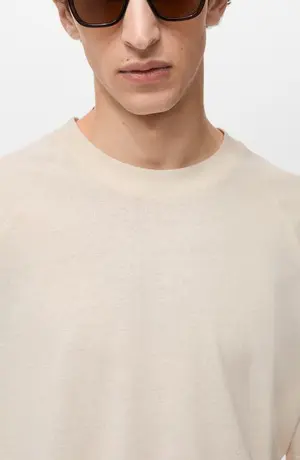 Mango Relaxed Fit Cotton & Linen Raglan T-shirt