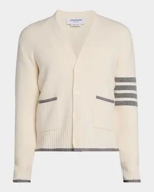 Thom Browne 4-bar Merino Wool Cardigan - White