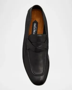 TOM FORD Gigi Leather Twisted-band Penny Loafers - Black