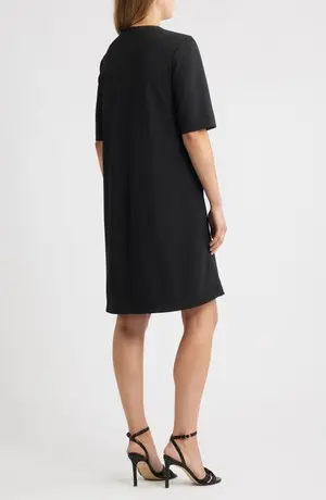Ming Wang Stretch Crepe A-line Dress - Black