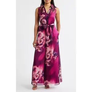 Julia Jordan Floral Wide Leg Jumpsuit - Purple Multi