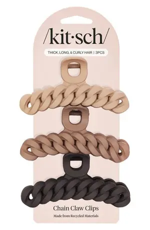 KITSCH 3-pack Assorted Chain Claw Clips - Neutral