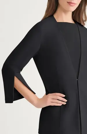 Ming Wang Tailored Slit Cuff Crepe Jacket