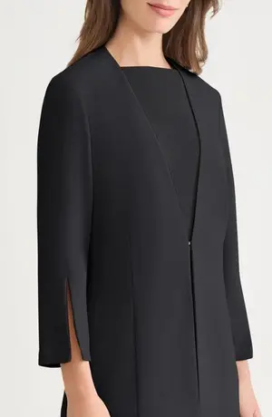 Ming Wang Tailored Slit Cuff Crepe Jacket