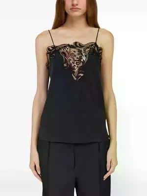 FERRAGAMO Silk Embroidered-lace Top