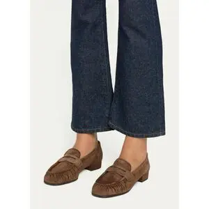 Prada Ruched-toe Suede Penny Loafers - Cacao
