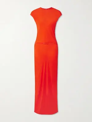 SIR. Fresca Belted Silk Crepe De Chine Maxi Dress - Orange
