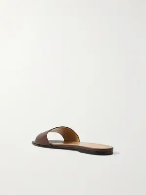 THE ROW Signum Leather Slides - Brown