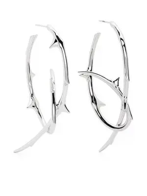 SHAUN LEANE Rose Thorn Statement Hoop Earrings - Silver