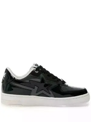 A BATHING APE Sta Icon Patent Leather Low-top Sneakers - Black