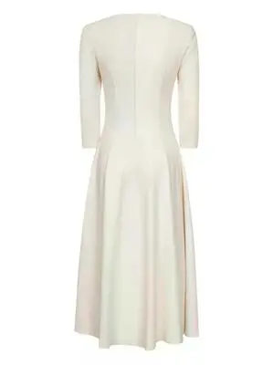 BLANCA VITA Crew-neck Flared Dress - Neutrals