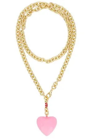 ROXANNE ASSOULIN Happy Heart Pendant Necklace - Gold & Pink
