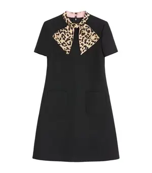 Valentino Garavani Wool-silk Leopard-tie Mini Dress