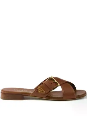 Prada Crisscross Buckle-fastening Sandals - Brown