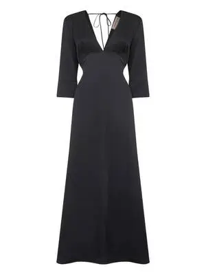BLANCA VITA Neck-tie Flared Maxi Dress