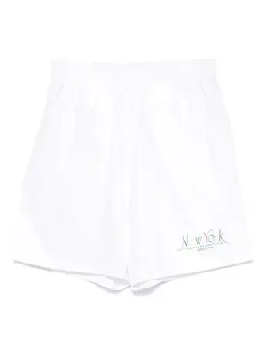 SPORTY & RICH Logo Cotton Shorts - White