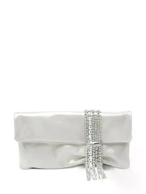 JIMMY CHOO Medium Zandra Crystal-Embellished Clutch Neutrals